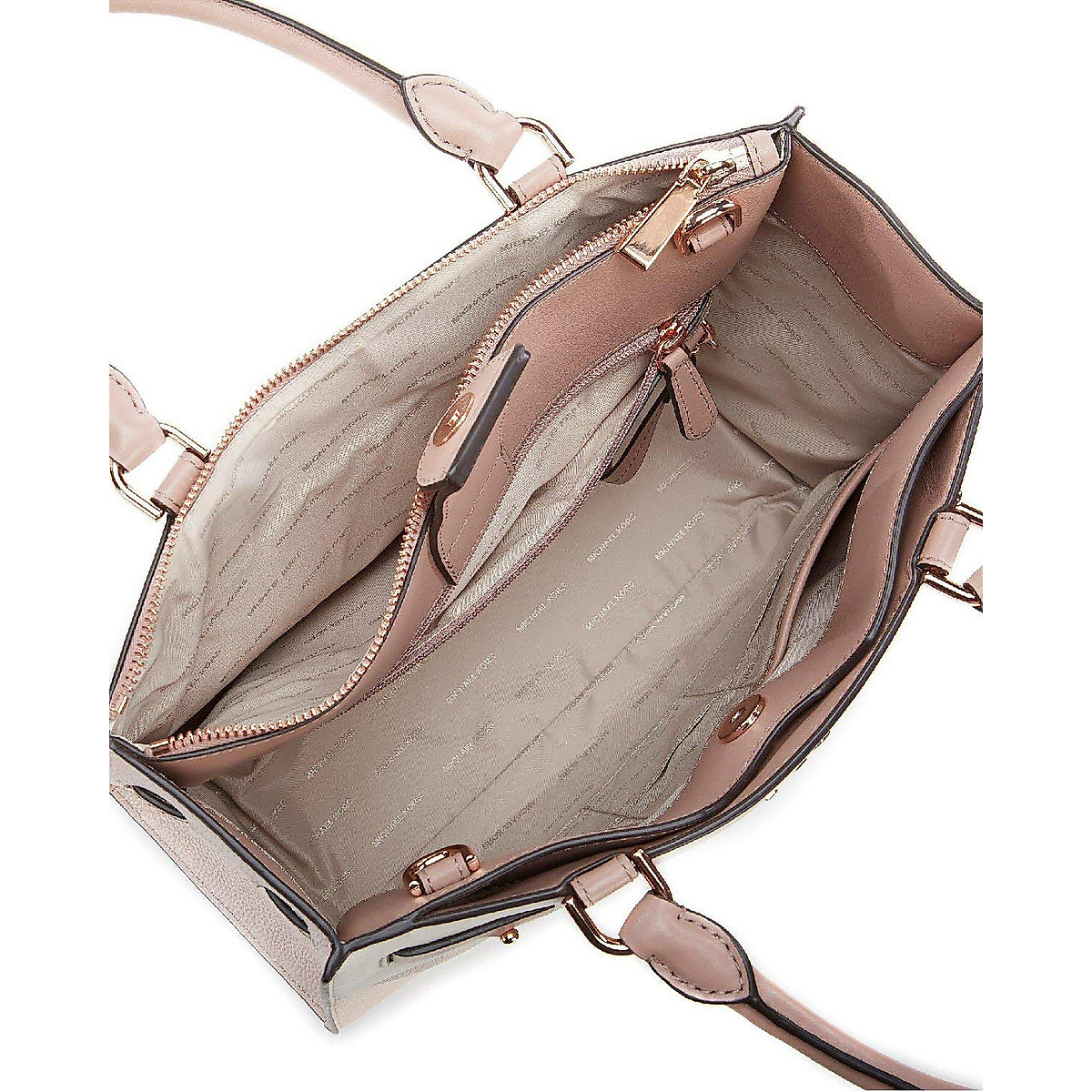 MICHAEL Michael Kors Reagan Large Leather Satchel Bag, Soft Pink Light Cream Fawn