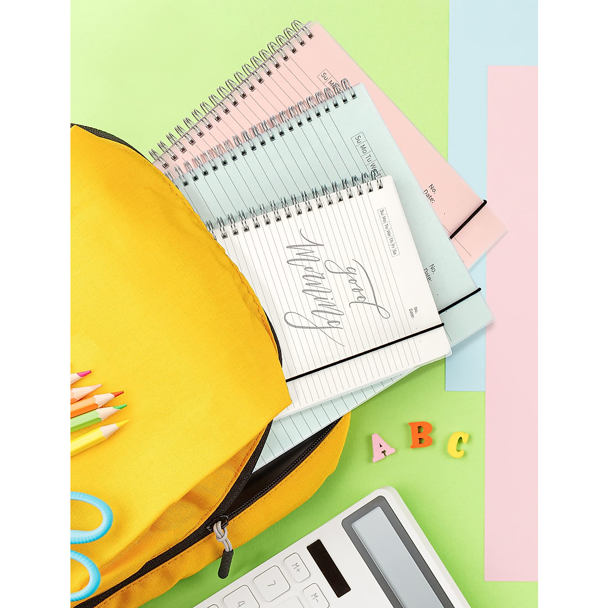 SUNEE 3 Pack Spiral Notebook - A5 Lined Journal Notebook, 120gsm Thick Paper, College Ruled, Giftable Journal for Study and Notes 80 Sheets, 5.7" x 8.3", Blue, Pink, Transparent