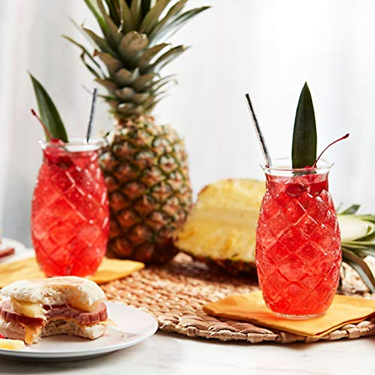 Libbey Tiki Pineapple Glasses, 17-ounce, Set of 4