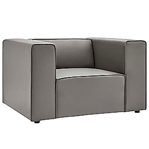 Modway Mingle Vegan Leather Lounge Armchair, Gray