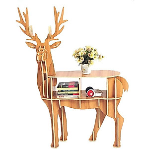 ROLTIN Storage Shelf DVD Bookcase Storage Rack Bookshelf Animal Shelf Male Deer Shape Flower Stand Model Room Coffee Table Clothing Store Landing Decoration (Size : 108 * 52 * 1