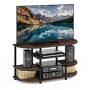 Furinno JAYA Simple Design Corner TV Stand, Columbia Walnut/Black