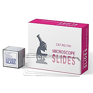 Vabiooth Rounded Edge Microscope Slides Kit, 50 Pcs Pre-Cleaned Blank Microscope Slides and 100 Pcs 22x22mm Square Coverslips Cover Glass for Monocular Binocular Trinocular Microscopes