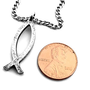 FORGIVEN JEWELRY Jesus Fish Large Ichthus Chain Necklace