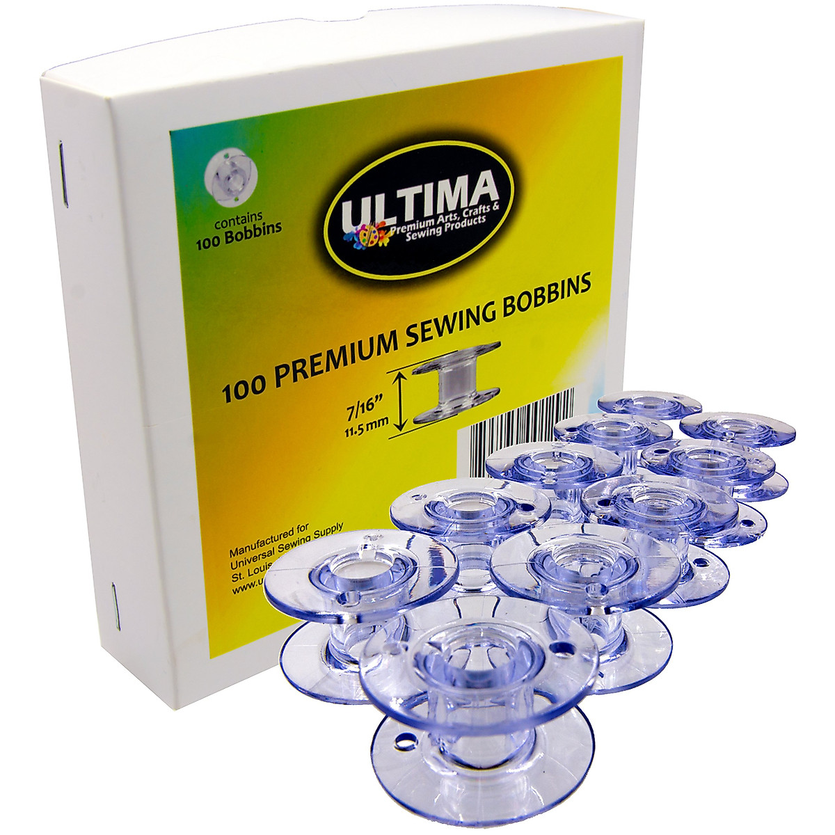 Ultima Premium Sewing Machine Bobbins - Style SA-156 Bobbins for Brother, Singer, Babylock, Janome, Kenmore & Other Sewing Machines (100 Bobbins)