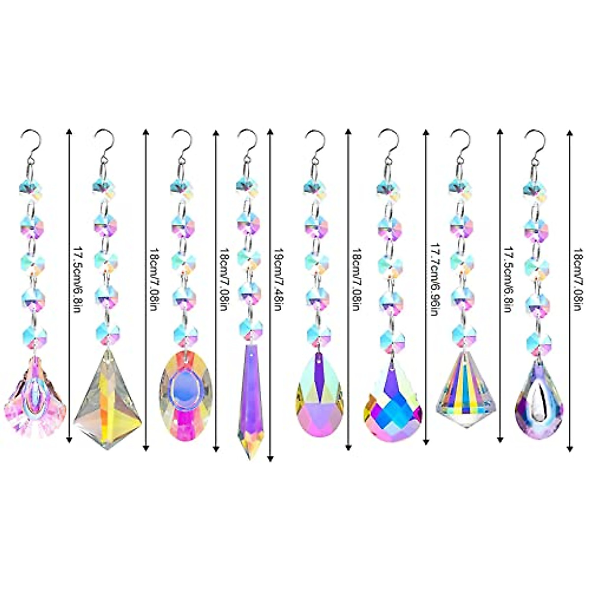 Sun Catchers with Crystals, 8 Pcs Hanging Crystals Suncatchers for Windows, Sun Catchers Indoor Window Prism Suncatcher Chandelier Ornament Home Garden Christmas Decoration