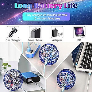 ZEOXUER Flying Ball Toys, 2023 Flying Orb Hover Ball, Cosmic Globe Boomerang, 360° Rotating Cool Fidget Spinner, Mini Drone Flyorb Toy with Built-in RGB Light Gift Safe for 6 7 8 9 10+Kids Adults