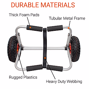 BKC UH-KC271 Two-Wheeled Cart for Kayaks, Stand Up Paddle Boards, Canoes - Easy Overland Transport at the Lake, Beach, or Reservoir