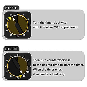 aGIOGIO 2-Pack Square 60 Minute Mechanical Kitchen Timer,Chef Cooking Timer Clock with Loud Alarm,No Batteries Required - Kitchen Learning Management Timer Magnetic Backing with Fridge Magnets