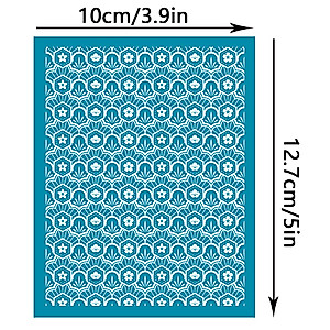 OLYCRAFT 4x5 Inch Flower Clay Stencils Floral Non-Adhesive Silk Screen Stencil Japanese Traditional Style Clay Silk Screen Reusable Mesh Transfer for Polymer Clay Jewelry Earring Making