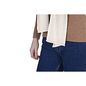 Cashmeren Unisex Matching Scarf and Gloves Set 100% Pure Cashmere Plain Knit Winter Accessories (Scarves and Gloves Sold Separately) (Undyed White, One Size)