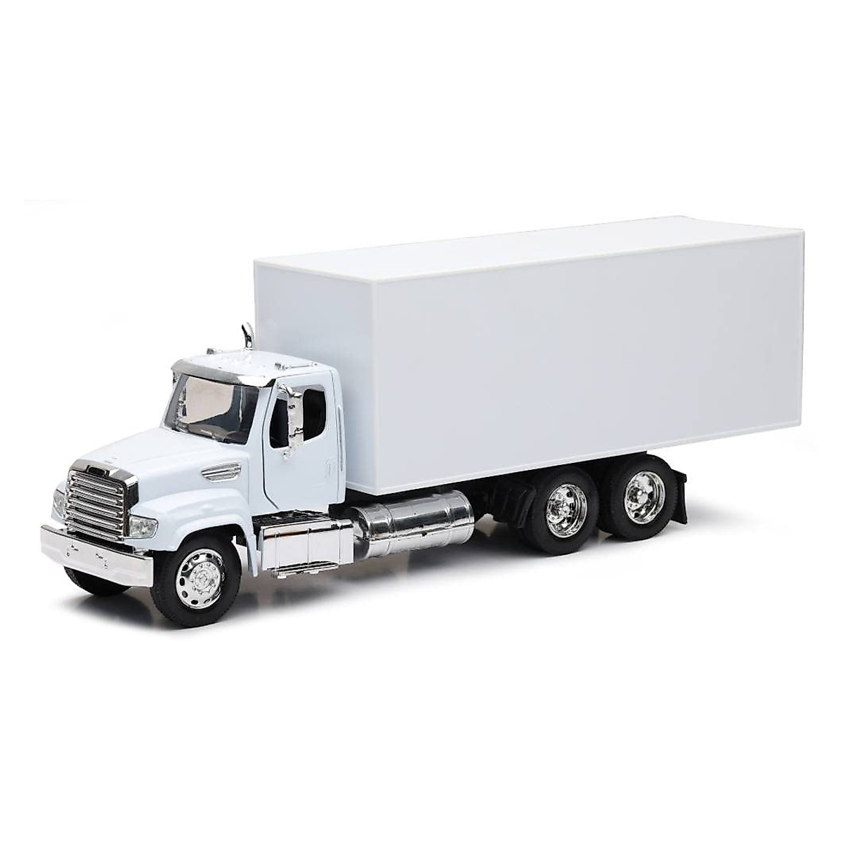 New-Ray Freightliner 114SD Box Truck White Long Haul Trucker Series 1/32 Diecast Model 11043