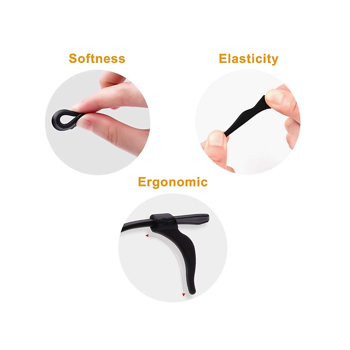 12 Pairs Kids and Adults Sport Eyeglasses Temple Tips Sleeve Retainer, Anti-Slip Eyeglasses Ear Grips,Soft Silicone Ear Hooks, Comfortable Eyeglasses Strap Holders, Eyewear Retainers（Black,Clear)