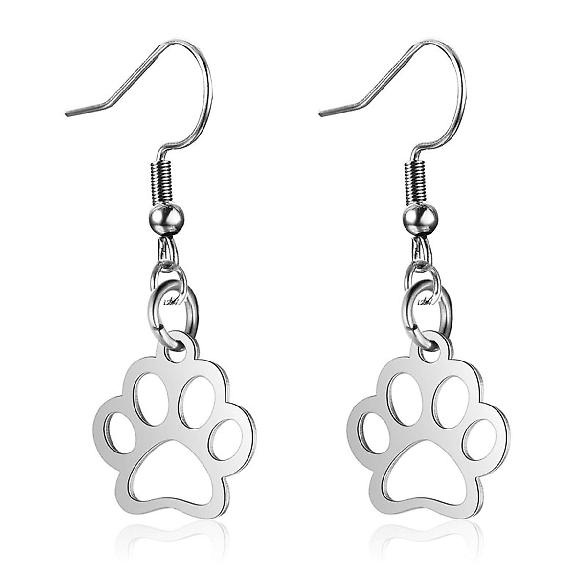 ONLYJUMP Footprint Earrings for Women Girls Unique Cute Funny Silver Plated Baby Puppy Dog Cat Pet Paw Print Dangle Drop Earrings Birthday Christmas Gift (Dog Paw)