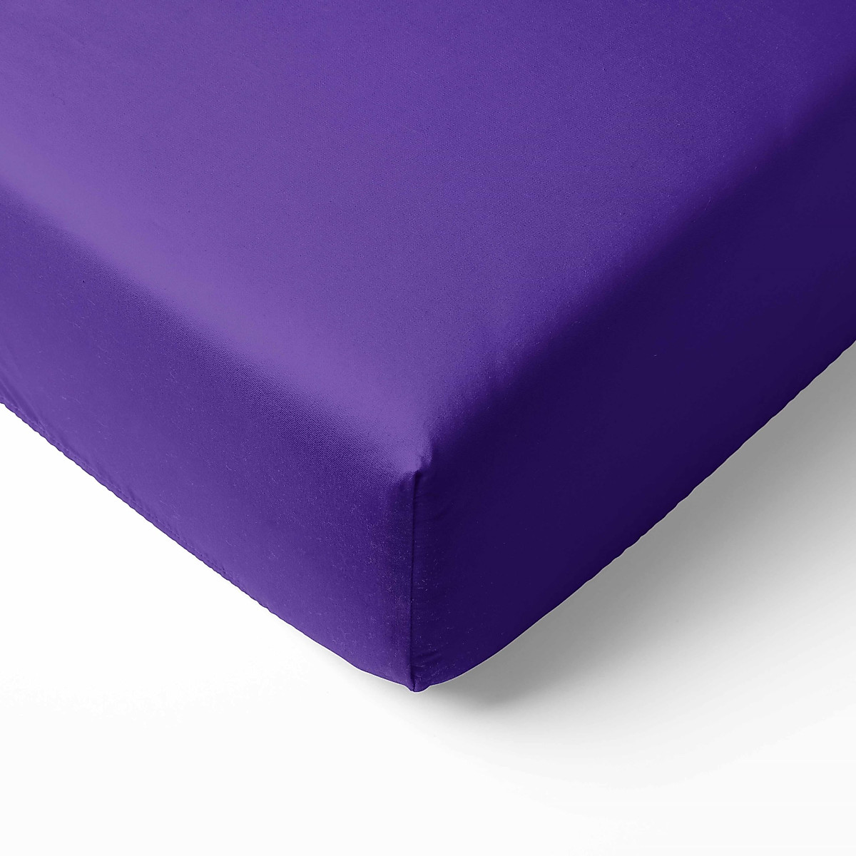 Bacati Solid Purple Fitted Crib Sheet 28" x 52", Soft Breathable Girls 100% Cotton Percale Sheet, Purple, for Girls, Fits US Standard Crib and Toddler Bed mattresses