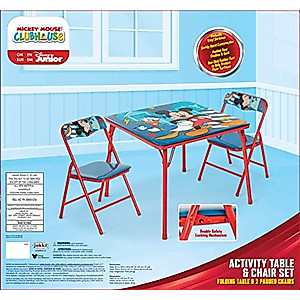 Mickey Mouse Activity Table Sets – Folding Childrens Table & Chair Set – Includes 2 Kid Chairs with Non Skid Rubber Feet & Padded Seats – Sturdy Metal Construction