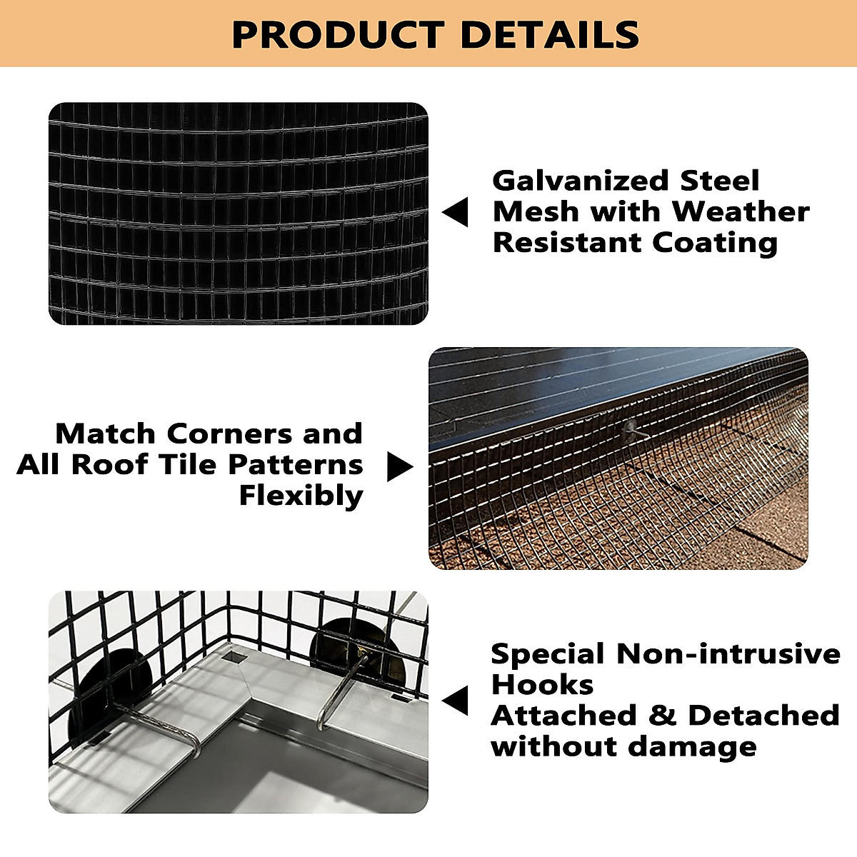 Prolee 100FT Solar Panel Bird/Critter Guard Anti-Rust with 100 Fastener Clips Rooftop Solar Panel Bird Wire Screen, Removable Without Damage (6 Inch x 100 Feet)