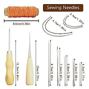 PLANTIONAL Leather Working Tools for Beginners: Professional Leather Craft Kit with Waxed Thread Groover Awl Stitching Punch for Leathercraft Adults Gifts