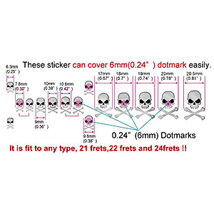 Inlay Sticker Fret Markers for Guitars & Bass - Skull with Crossbones (Sideways) - White Pearl