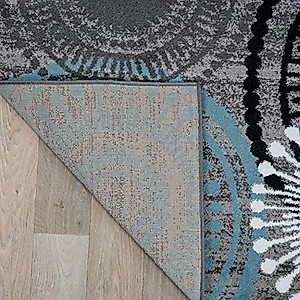 Rugshop Contemporary Circles Area Rug 6' 6" X 9' Blue