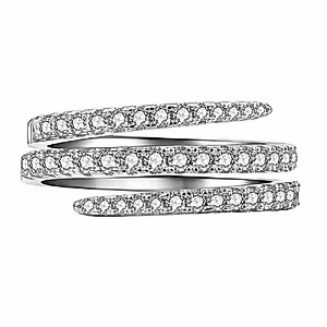 hsiyyecg Shiny Three Rows Pavé Cubic Zirconia CZ Halo Twist Eternity Engagement Wedding Band Ring for Women (US size 6)
