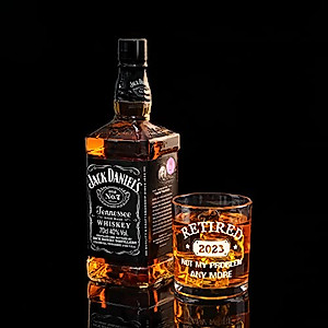 DAZLUTE Retirement Gifts for Men, Retired 2023 Not My Problem Anymore Whiskey Glass, Funny Retired Gifts for Boss Coworker Husband Teacher Friends Dad Grandpa, 10 Oz Old Fashioned Glass
