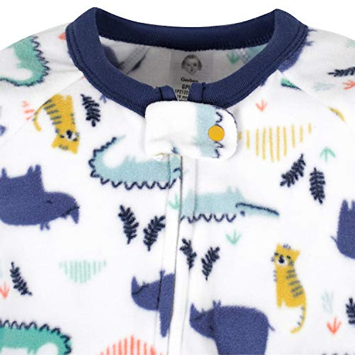 Gerber Baby Boys' Toddler Loose Fit Flame Resistant Fleece Footed Pajamas 2-Pack, Grey Zoo & Rhino, 6-9 Months