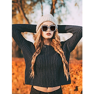 Frienda Women Oversize Square glitter Sunglasses Retro Thick Frame Disco Sunglasses (Black)