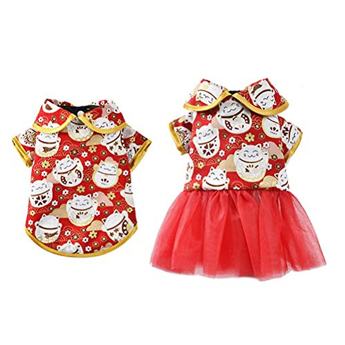 1PC Pat New Year Clothes Chinese Style Pet Costumes Autumn Winter Pet Clothes Stylish Pet Warm Clothes Festival Pet Coat for Cat Dog Wearing Clothes Style Size XL- 16Pet House Supplies