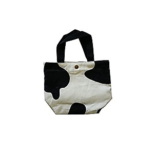 Chezi Animal Print Corduroy Mini Tote Bag 10x8x4 (milky cow)