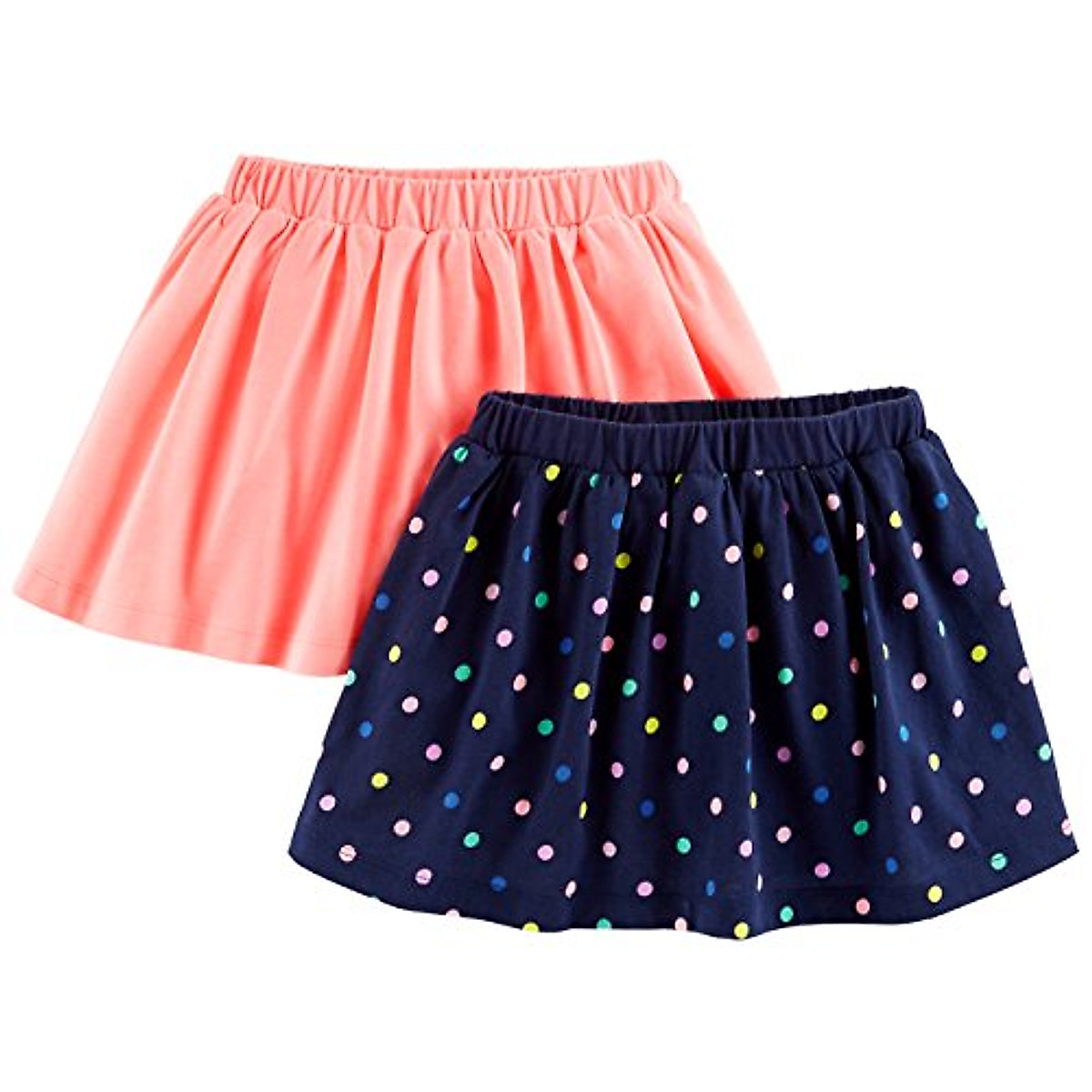 Simple Joys by Carter's Toddler Girls' Knit Scooters (Skirt with Built-in Shorts), Pack of 2, Navy Dots/Pink, 5T