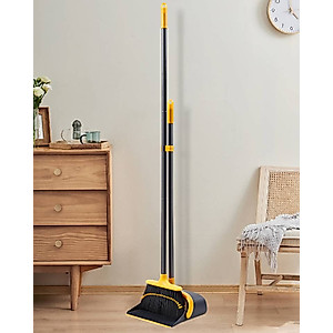 Broom and Dustpan Set, Broom and Dustpan, Broom and Dustpan Set for Home, Upgrade 52" Long Handle Broom with Stand Up Dustpan Combo Set for Office Home Kitchen Lobby Floor Use, Dust pan and Broom Set