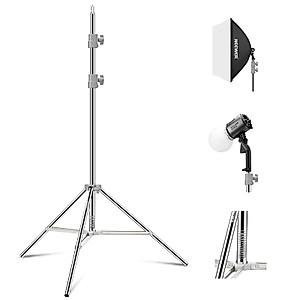 NEEWER Upgraded 75"/190cm Light Stand Stainless Steel Spring Loaded, Foldable Photography Tripod Stand with Stronger Tube Joints for Strobe Softbox LED Ring Light, Max Load 13.5lb/6.5kg, ST-190SS