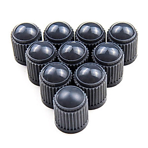 Plastic Tire Valve Stem Covers Schrader Valve Caps Gun-Gray with O-Ring Rubber Seal Wheel Rim Valve Stem Covers Universal for Car SUV Truck Motorcycle Bike and Bicycle (10 Pack)