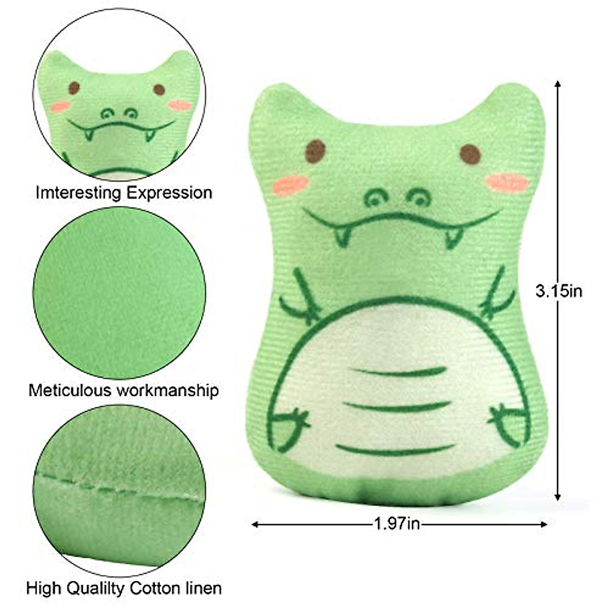 Dorakitten Catnip Toys for Indoor Cats - 5PCS Plush Cat Chew Toys Teething Interactive Catnip Filled Kitten Toy Soft Pet Toy (Animal Shapes)