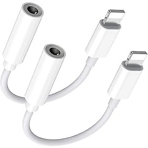 Lightning to 3.5 mm Headphone Jack Adapter, [Apple MFi Certified] 2 Pack iPhone 3.5mm Headphones/Earphones Jack Aux Audio Dongle Adapter Compatible with iPhone 13 12 11 XS XR X 8 7 SE [Not for Call]