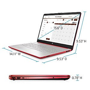 HP 15.6" HD Laptop for Business and Student, Intel Pentium Silver N5030, 16GB RAM, 512GB SATA SSD, Webcam, Media Card Reader, RJ45, HDMI, Wi-Fi, Windows 11 Home, Scarlet Red, KKE Accessories