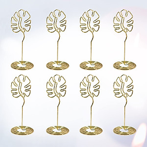 STOBOK Desk Decor 24pcs Sculpture Cute Wedding Holders Restaurant Tropical Stand Holder, Paper Picture Party Tall Favors Shape Name Monstera Cards Luau Decoration Table Birthday Christmas Decor