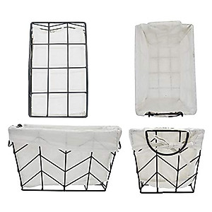 Admired By Nature Metal Storage Baskets-3-Piece Set of Decorative Nesting – 1 Small, 1 Medium, 1 Large, White and Black Basket