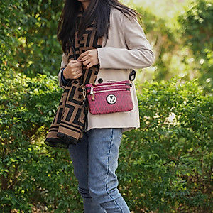 MKF 2 in 1 Crossbody Bags for Women, Wristlet Purse - Ladys Small PU Leather Messenger Handbag - Adjustable Strap Red