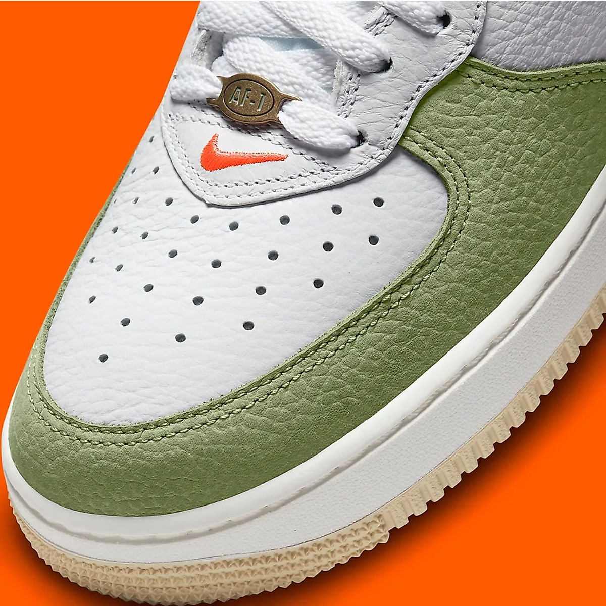 Nike mens Air Force 1 Mid Qs, White/Oil Green/Sail/Total Ora, 10
