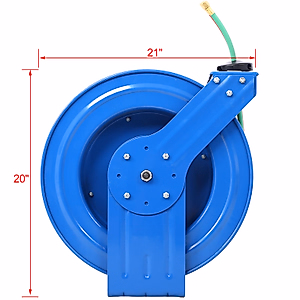 Welding Hose Reel Retractable 1/4 Inch x 100 Foot Twin Oxygen Acetylene Rubber Hoses STD Duty Max 200PSI Heavy Duty Industrial Single Arm Construction