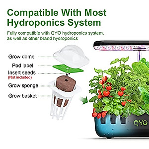 QYO Seed Pods kit for Hydroponics Garden Kit with 12pcs Growth Sponges,12pcs Basket Kit, A&B Solid Nutrient (Seeds not Included)