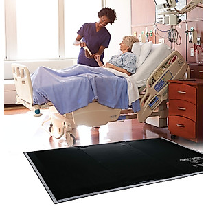 Secure Waterproof Bedside Safety Floor Mat for Elderly Fall Prevention, Extra Large 72"x38"x1", Glow Strips for Night Visibility, Handicap Non-Slip Beveled Edge Fall Mat