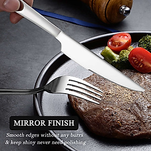 LIANYU Silverware Flatware Set for 8, 40 Piece Stainless Steel Home Kitchen Restaurant Tableware Cutlery Set, Include Forks Spoons Knives, Mirror Finish, Dishwasher Safe