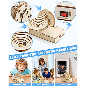 Poraxy 4 in 1 STEM Kits, STEM Projects for Kids Ages 8-12, Assembly 3D Wooden Puzzles, Building Toys, Educational Science Craft Model Kit, Gift for Boys and Girls 8 9 10 11 12 Years Old, Marble Run