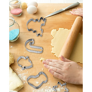 16 Pcs Christmas Cookie Cutters Winter Set with Decorating Instructions Stainless Steel Gingerbread Man Tree Snowflake Candy Cane Santa Snowman And More