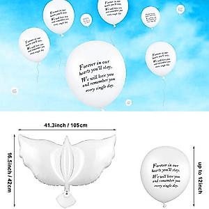 Skylety 40 Pcs Funeral Balloons Set, 10 Pcs Peace Dove Balloons White Memorial Balloons and 30 Pcs White Funeral Balloons to Release for Condolence Funeral Anniversary Memorial Services