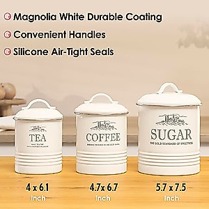 noonberry Kitchen Canisters for Countertop - Set of 3 - Airtight Coffee Tea Sugar Container Set - Country Rustic Farmhouse Canisters Sets for the Kitchen
