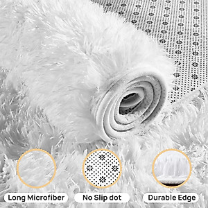 White Fluffy Rug for Bedroom White Fuzzy Rug Non-Slip Indoor Floor Carpet for Living Room Anti-Skid Rectangular Fuzzy Rug 5x7